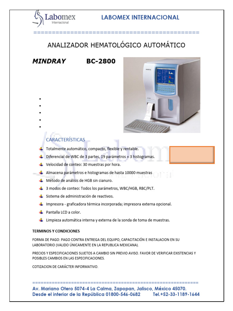 Mindray BC 2800 | PDF