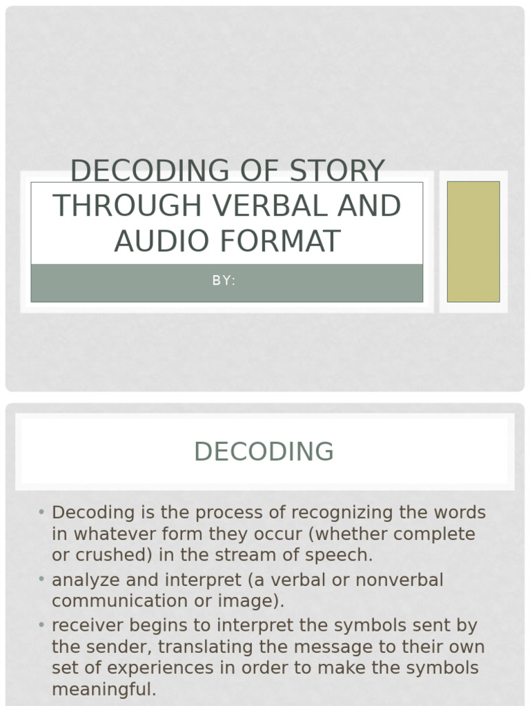 Decoding of Story Through Verbal and Audio Format | PDF