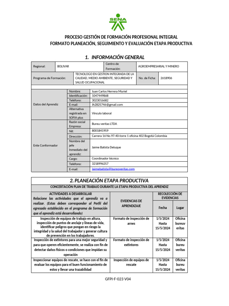 Formato de Seguimiento | PDF