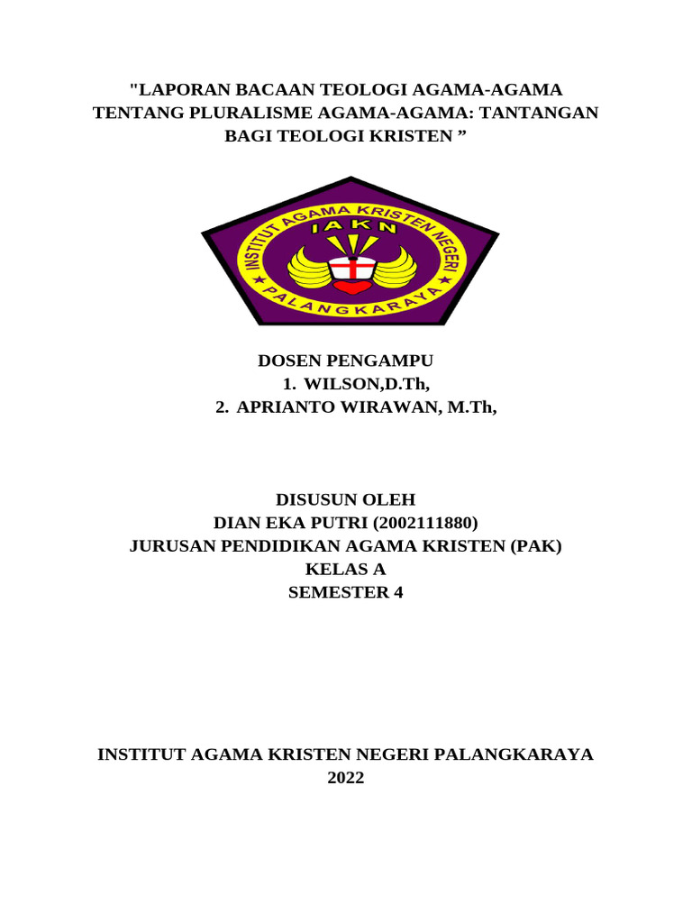 Dian Eka Putri - Laporan Bacaan TTA - PAK A | PDF