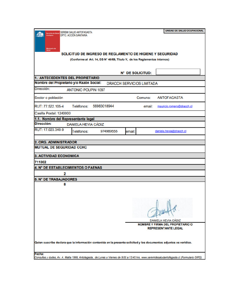 Recepción Reglamento Interno Seremi | PDF
