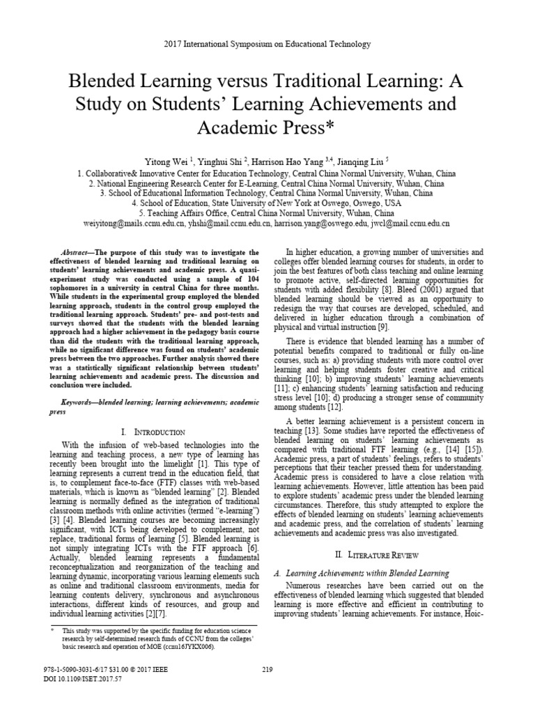 Blended Learning Versus Traditional Learning-A Study On Students ...