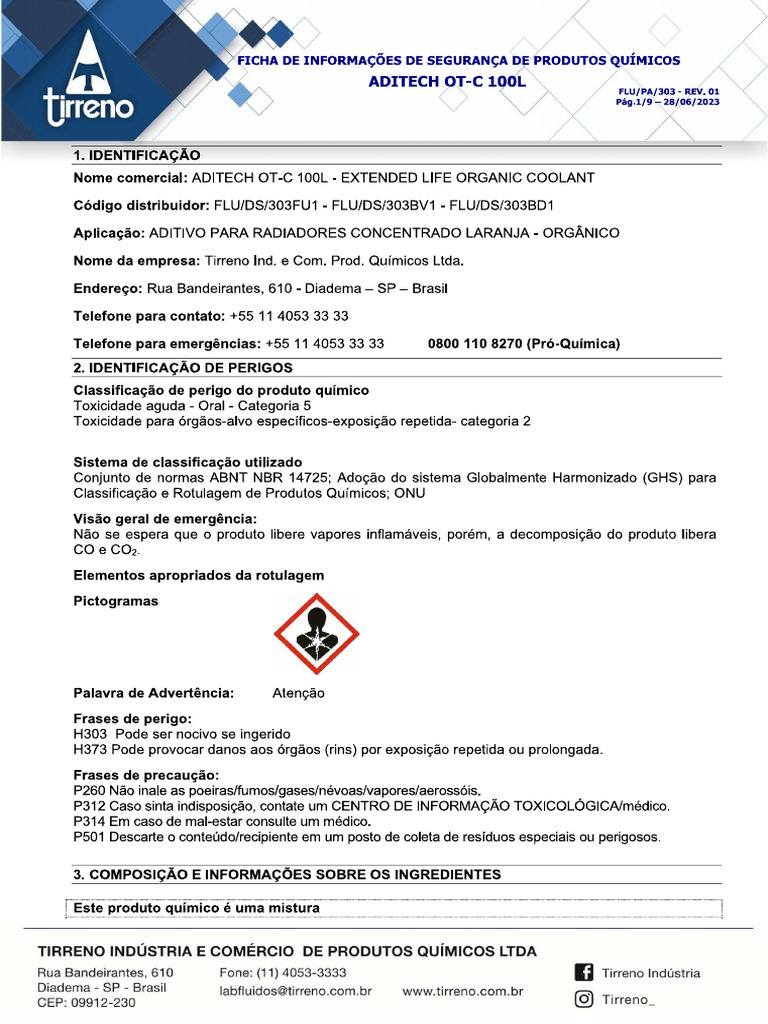 Aditech Ot-C 100L - Extended Life Organic Coolant | PDF