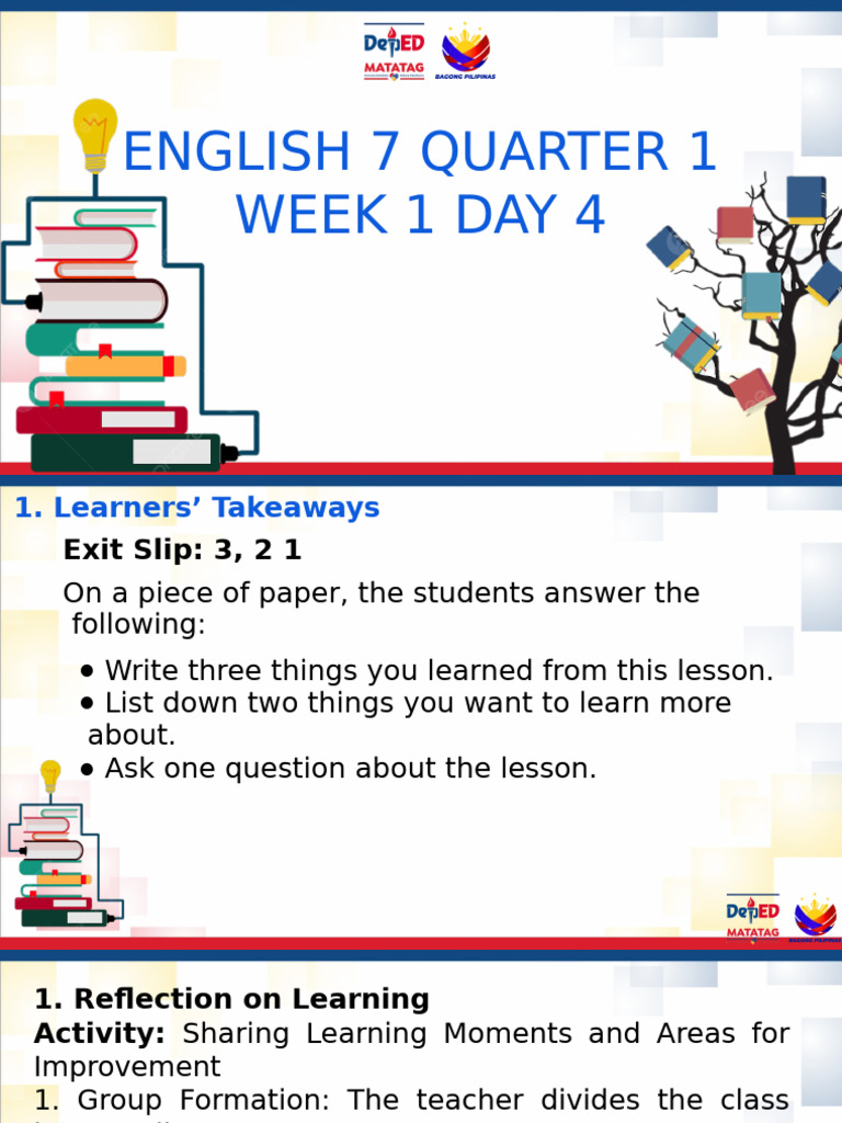 English 7 Matatag PPT Week 1 Day 4 | PDF