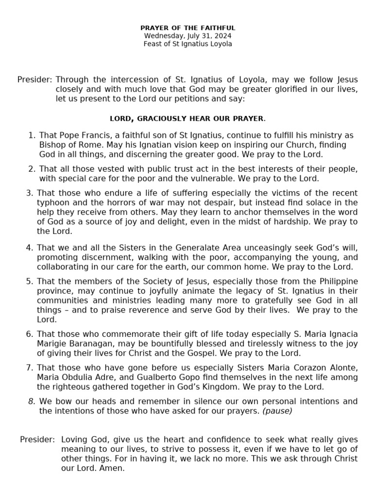 2024 July 31 - ST - Ignatius - FINAL. and More | PDF | Prayer | Cooking ...