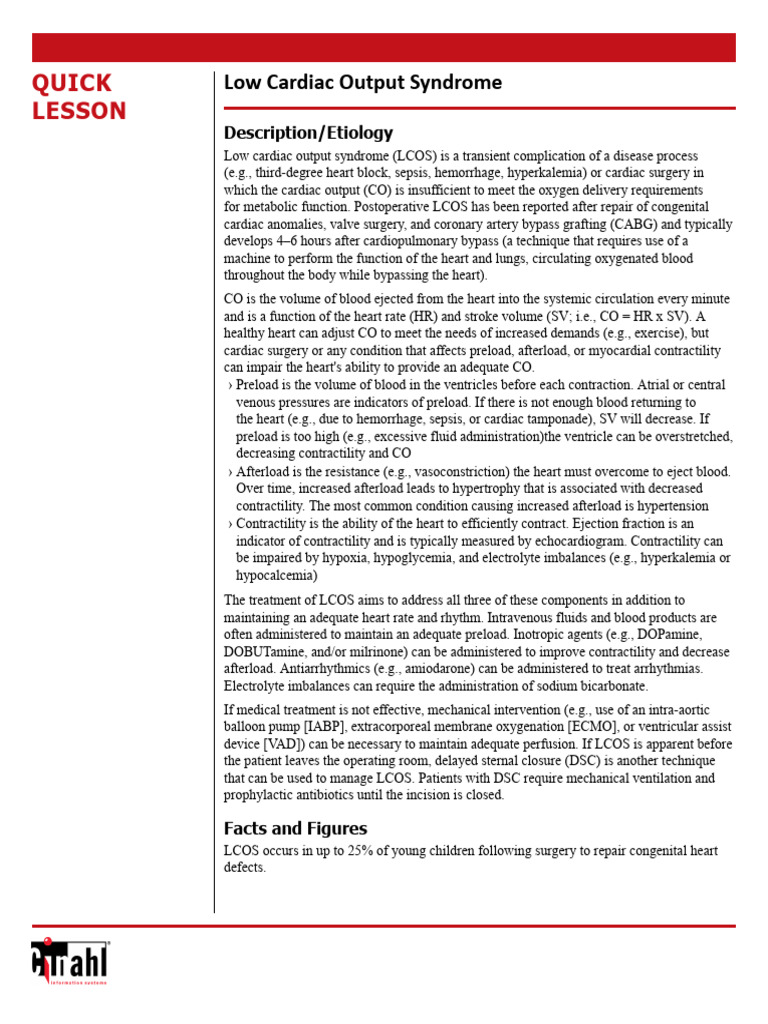 Nursing Reference Center Plus Quick Lesson Low Cardiac Output Syndrome ...