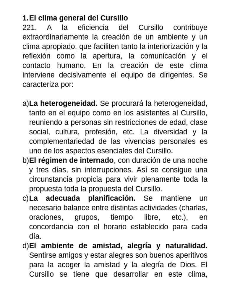 El Clima General Del Cursillo | PDF