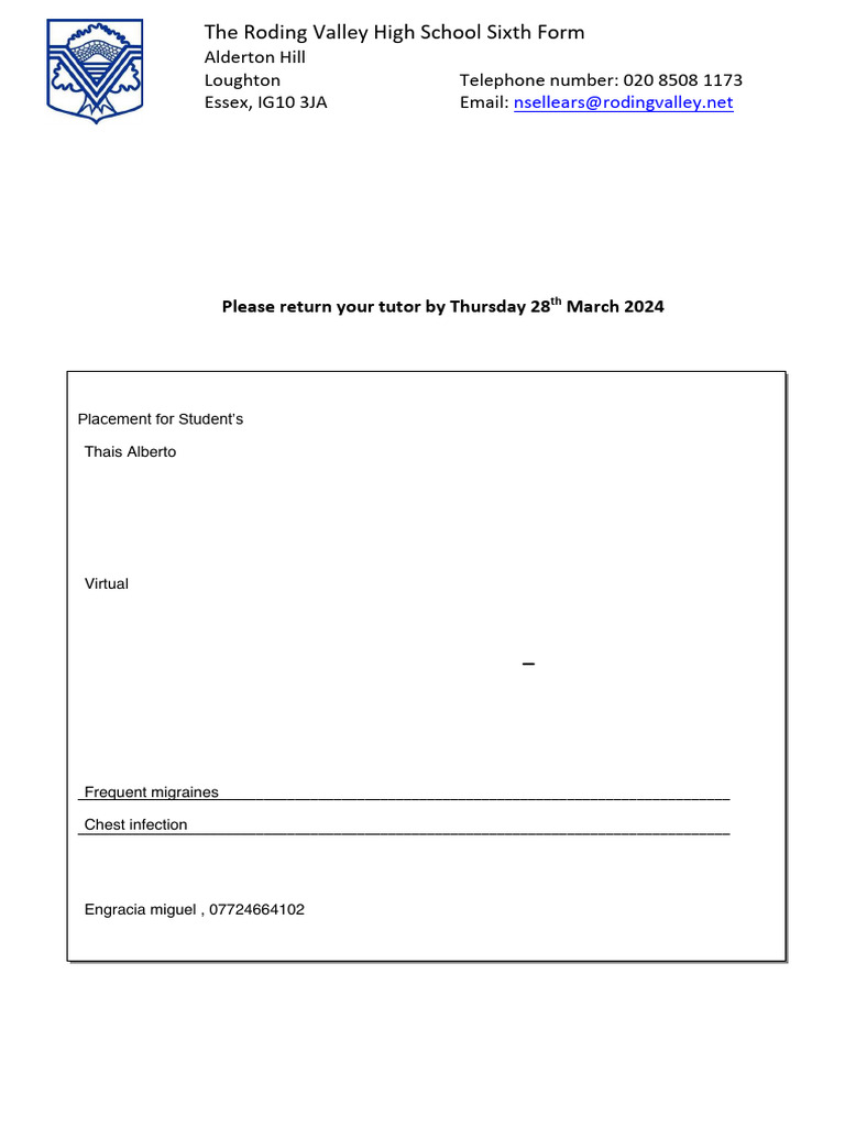 Work Shadowing Form July 2024 | PDF