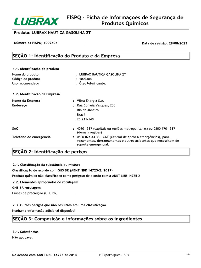 Lubrax Nautica Gasolina 2t | PDF