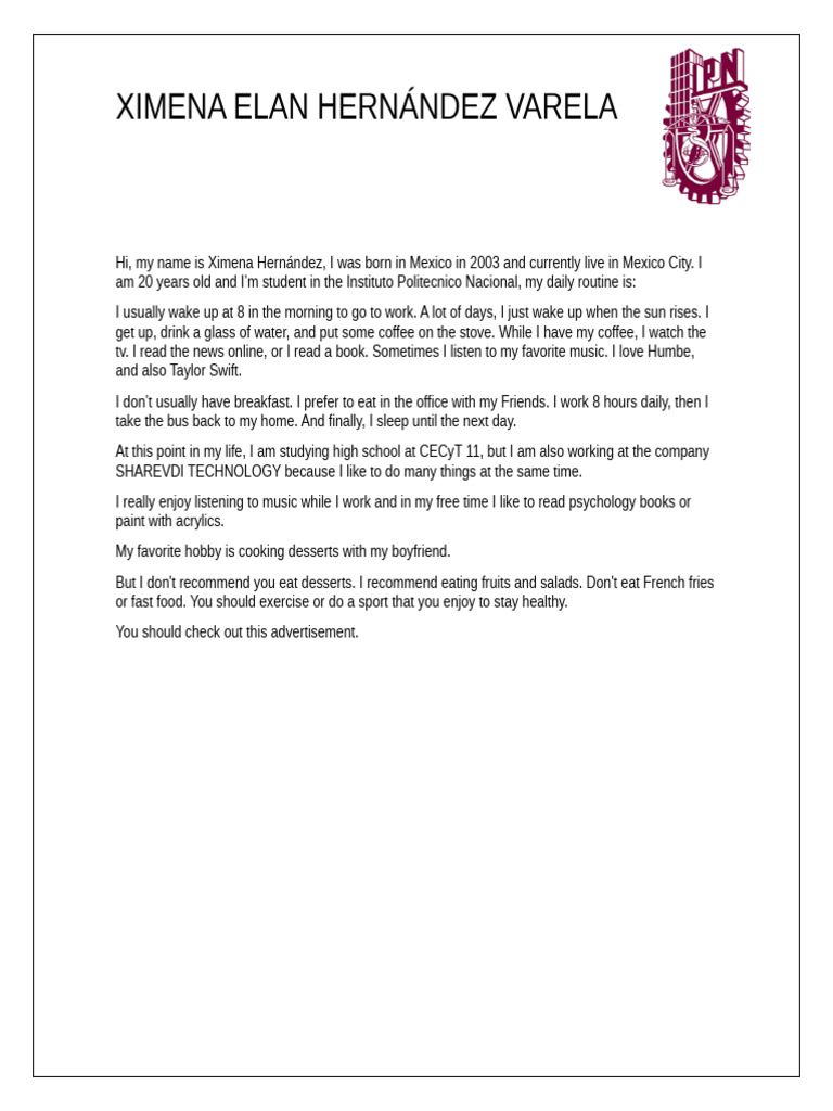 Hernandez Varela Ximena Elan Act | PDF