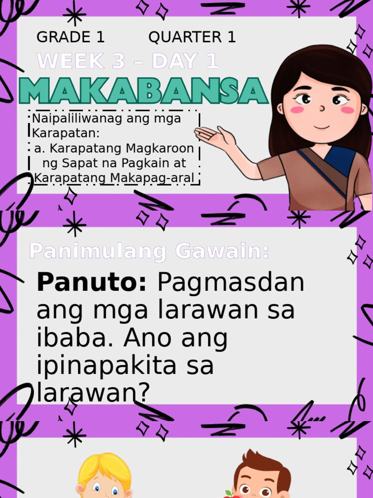 Grade 1 Makabansa Week 3 | PDF | Philippines