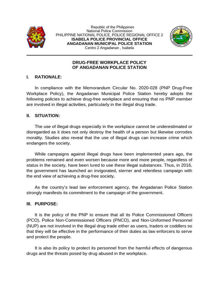 Drug-Free Workplace Policy | PDF