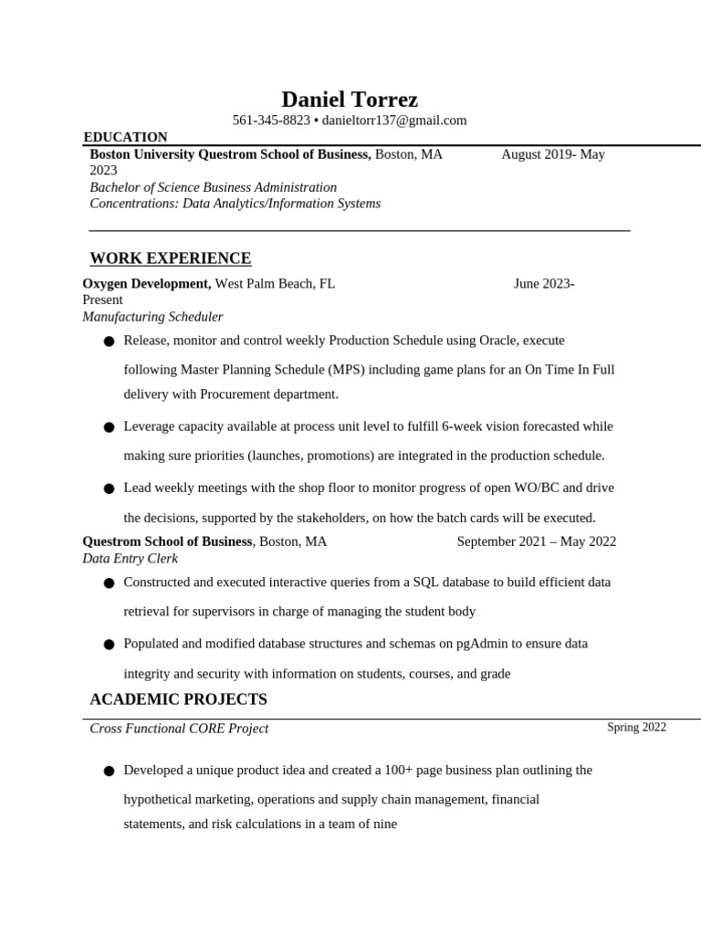 Daniel Torrez Resume 7 - 24 | PDF