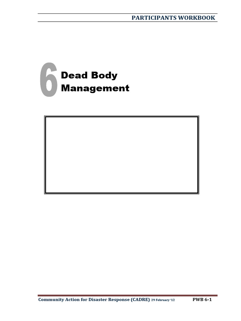 Disaster Dead Body Management Guide | PDF | Infection | Personal ...