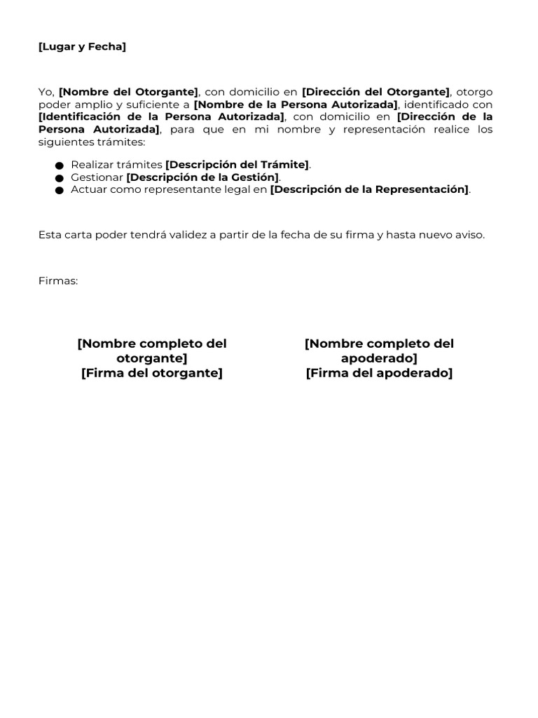 Carta Poder Simple para Tramites | PDF