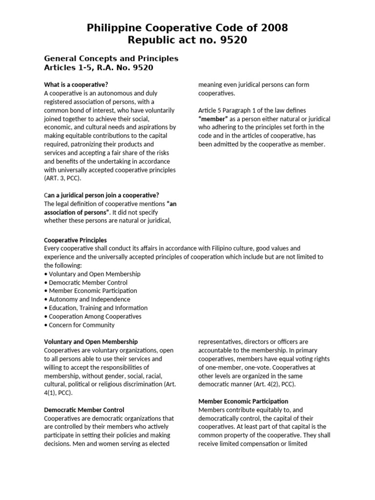 Philippine Cooperative Code | PDF