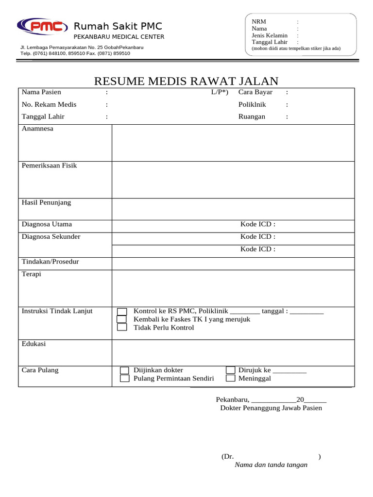 Resume Medis Rawat Jalan | PDF
