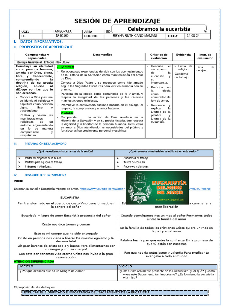 13 DE AGOSTO - ED-RELIGOSA - Celebramos La eucaristía-UNIDOCENTE ...