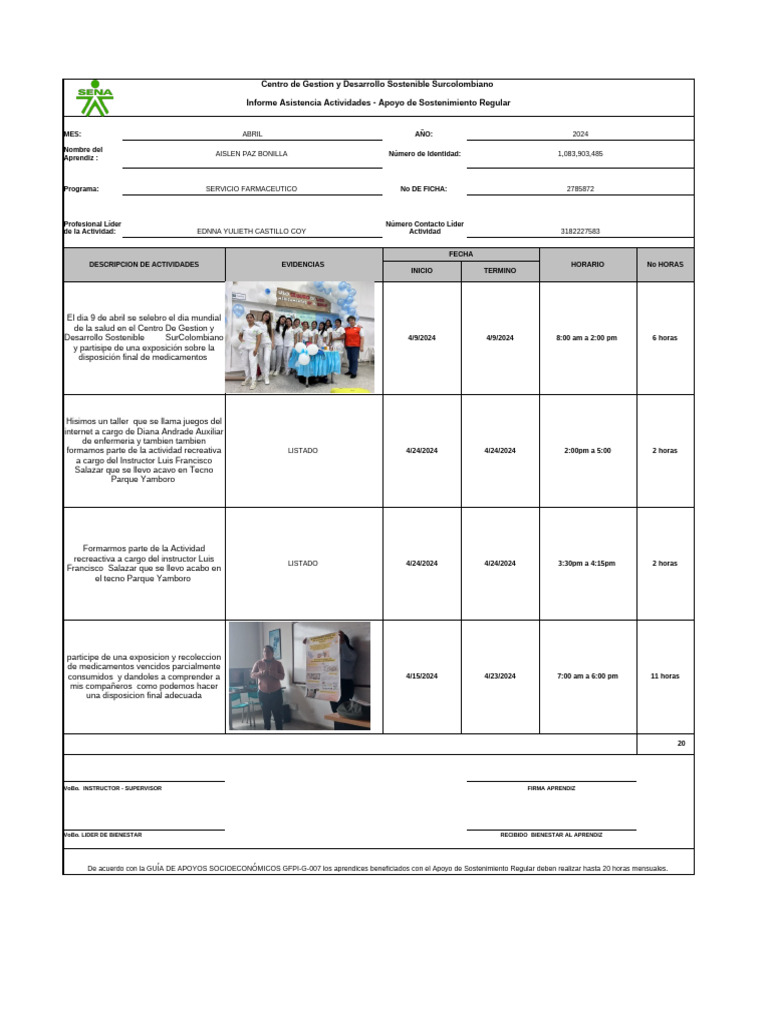Bitacora Aislen de Abril | PDF