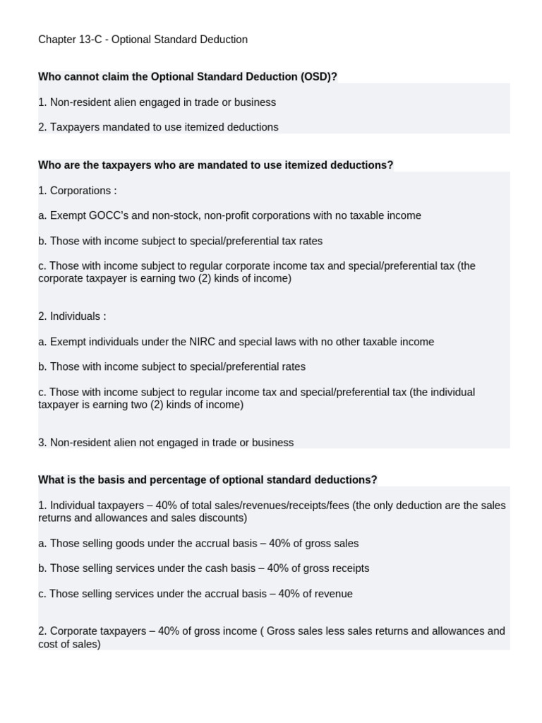 Optional Standard Deduction Guide | PDF | Tax Deduction | Taxes