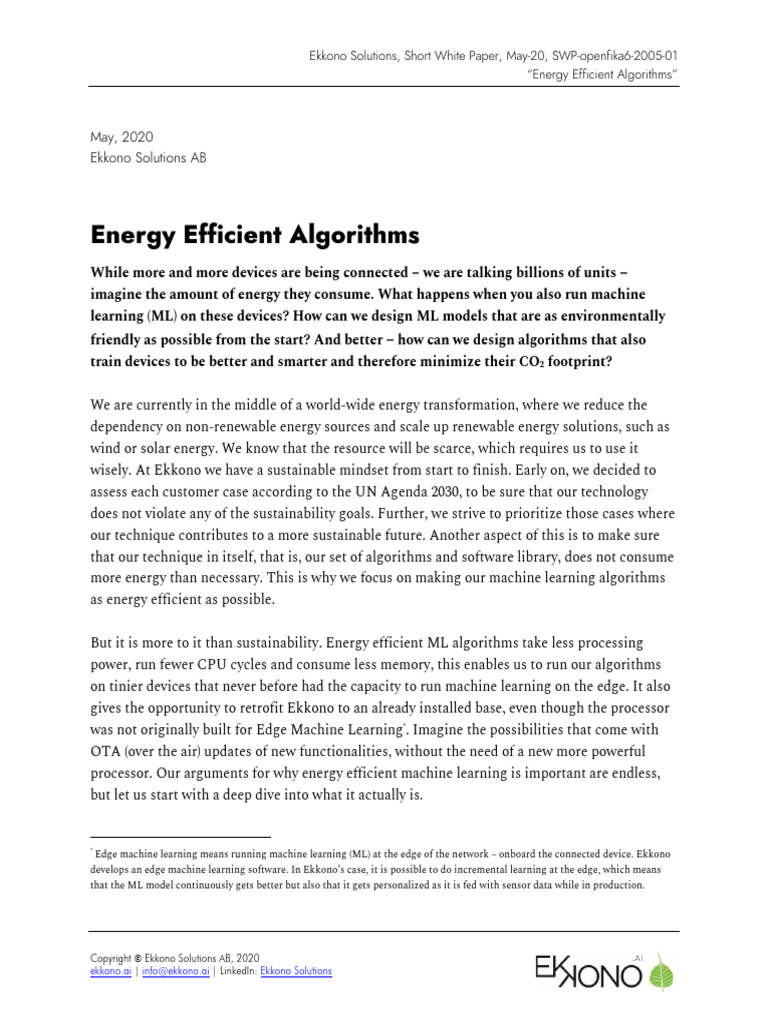 SWP Energy Efficient Algorithms Ekkono Solution May 2020-2 | PDF SWP Energy Efficient Algorithms Ekkono Solution May 2020-2 | PDF