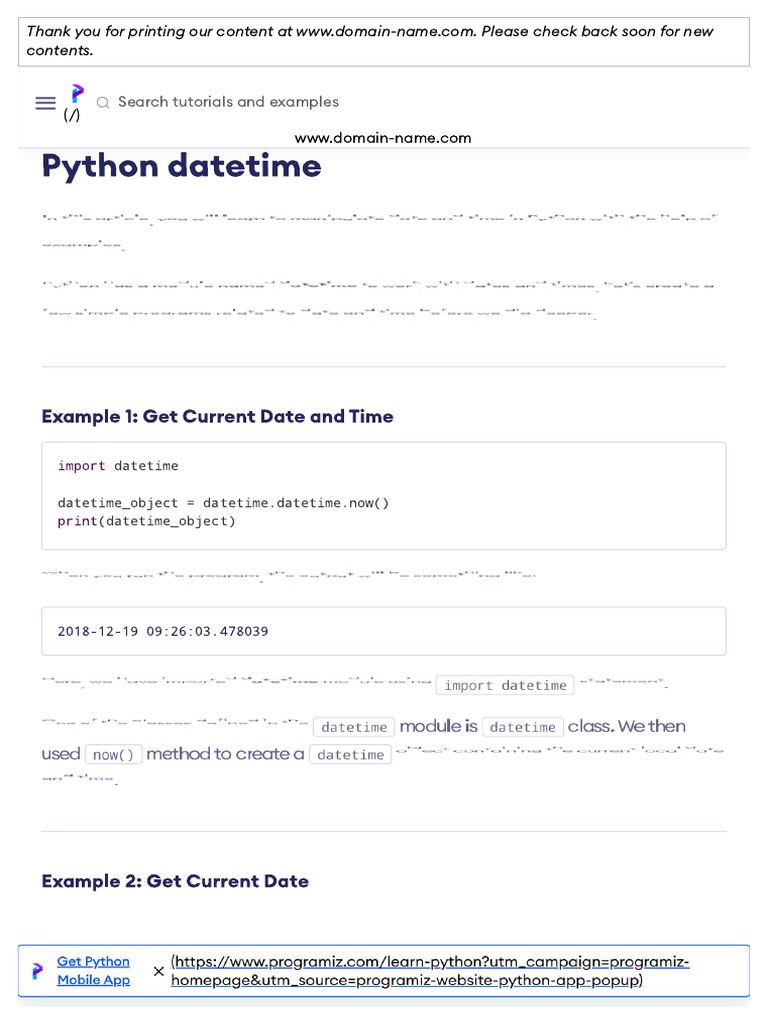 Python Datetime | PDF