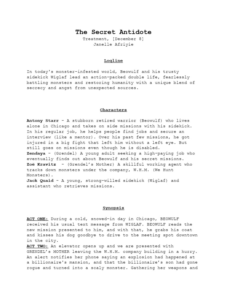 Film Treatment Template - StudioBinder | PDF