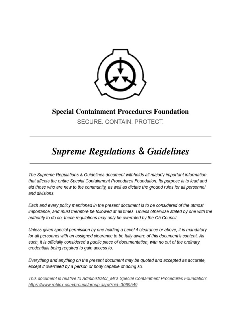 SCPF - Supreme Regulations & Guidelines | PDF