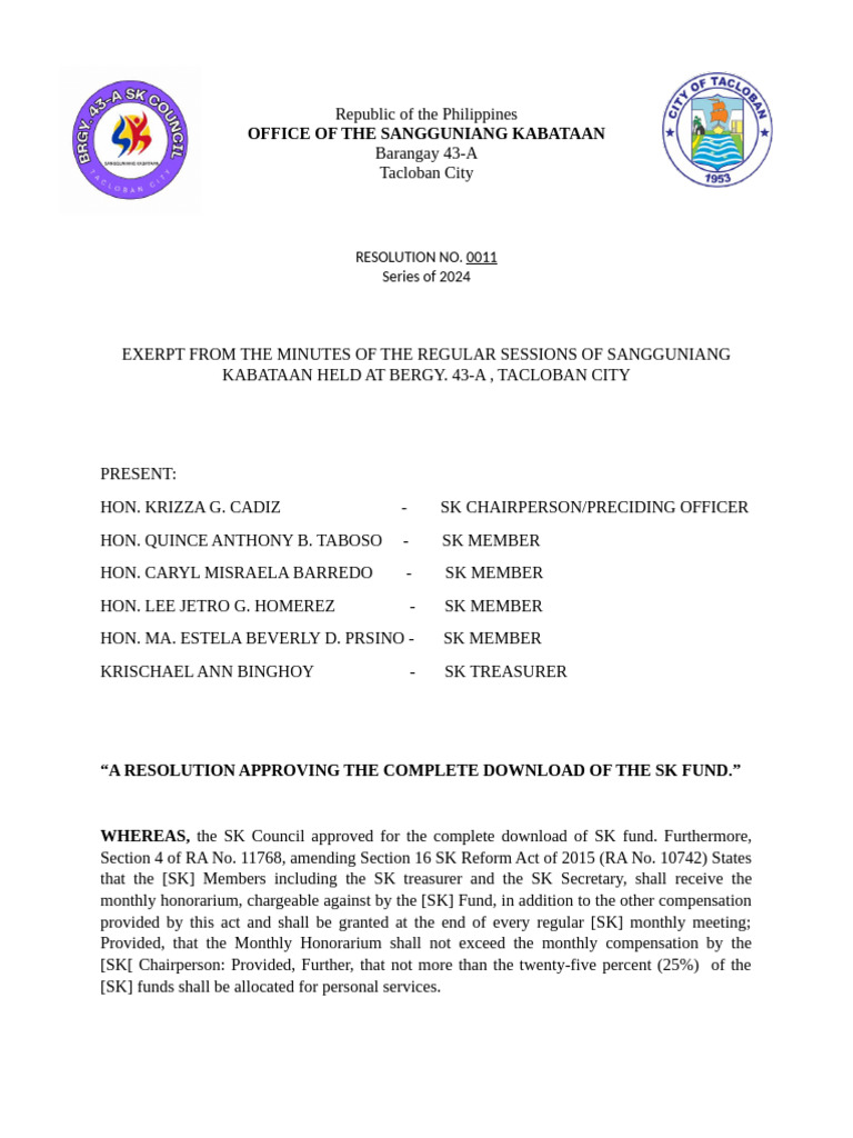 RESO 11. Complete Download of SK Fund | PDF