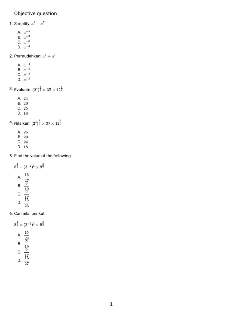 Mathematics - Mathematics F3 Bab 1 - 2022 | PDF