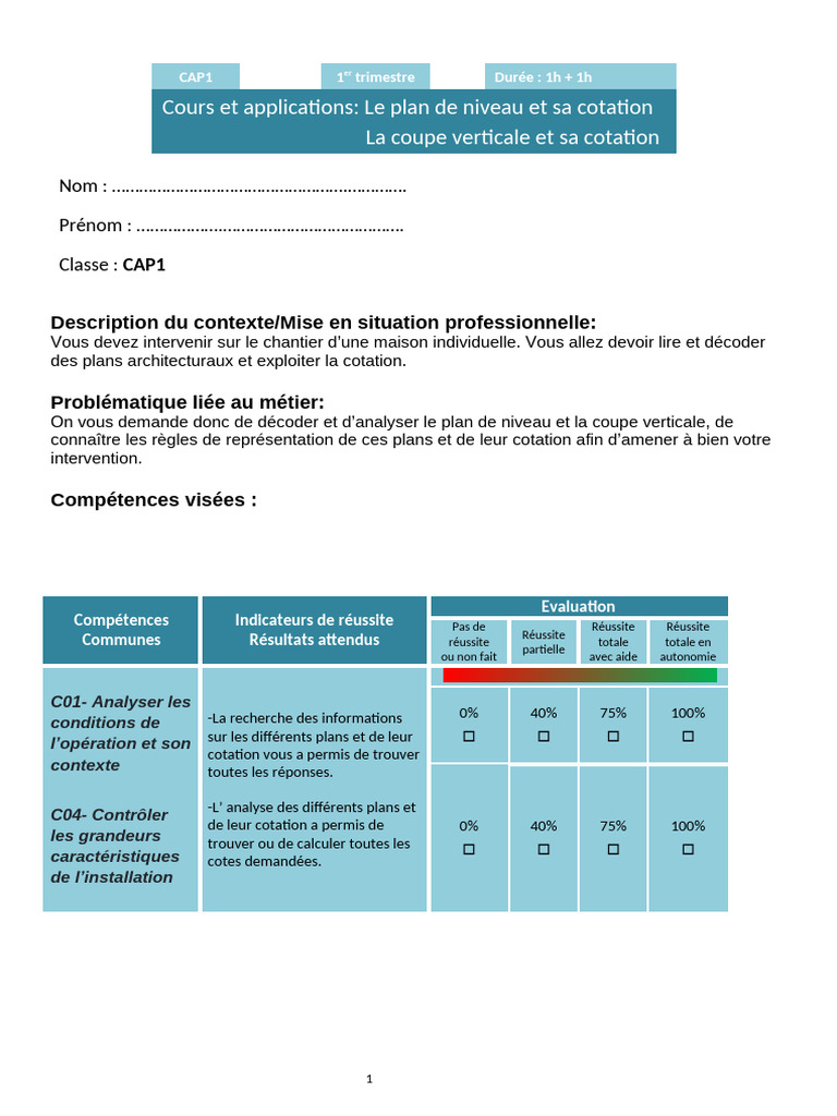 Les Plans Et Leur Cotation CAP1 | PDF
