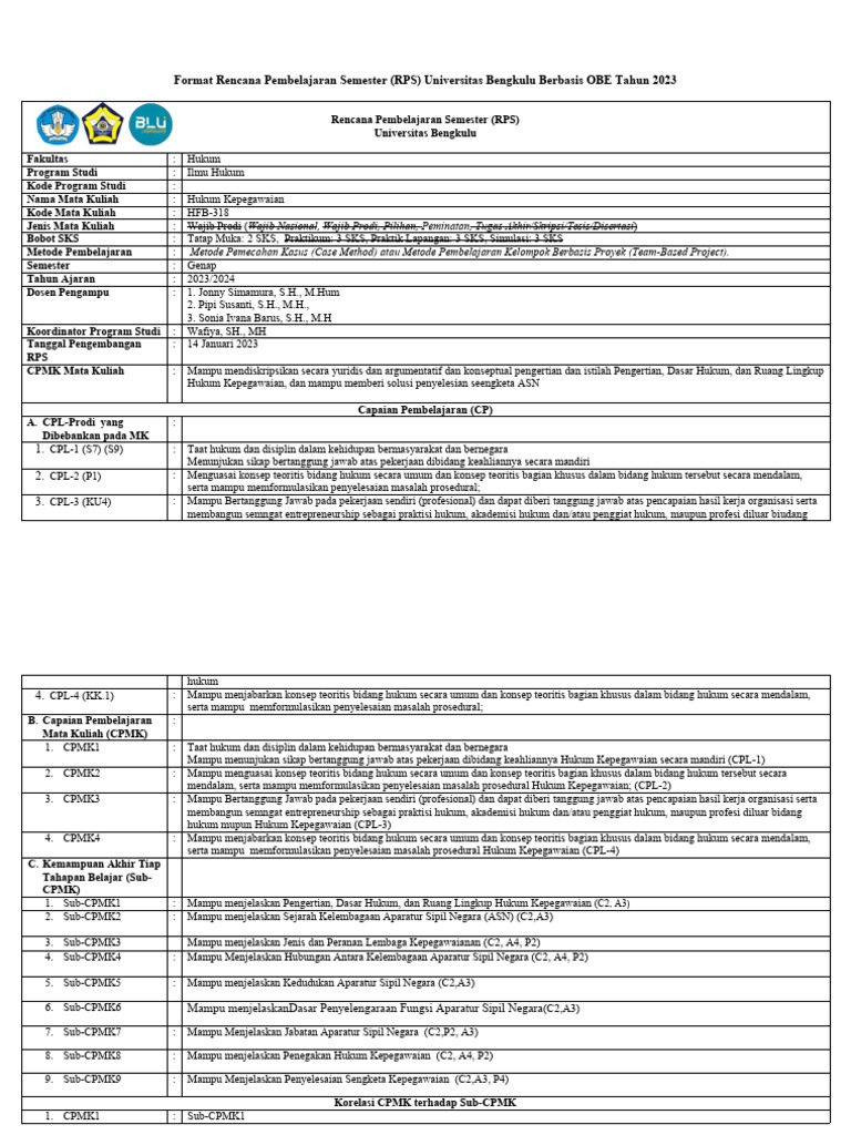 RPS Kepegawaian OBE | PDF