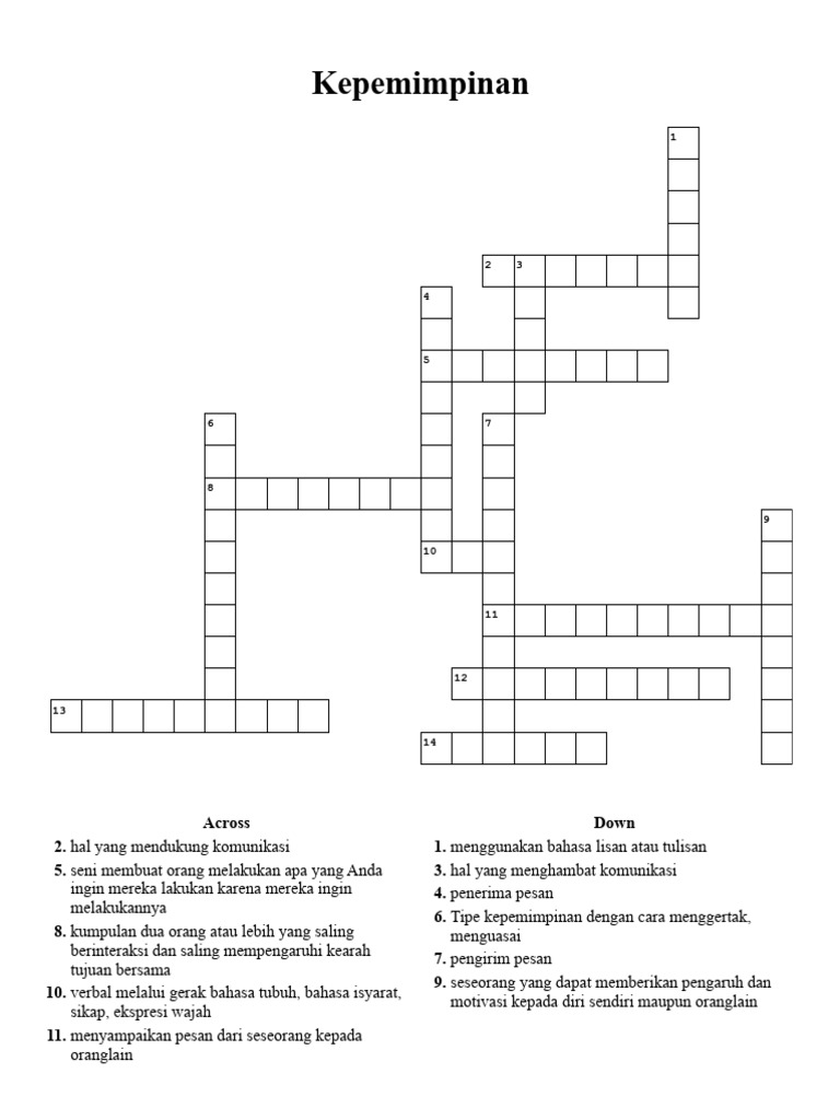 Soal TTS Kepemimpinan by Nova | PDF