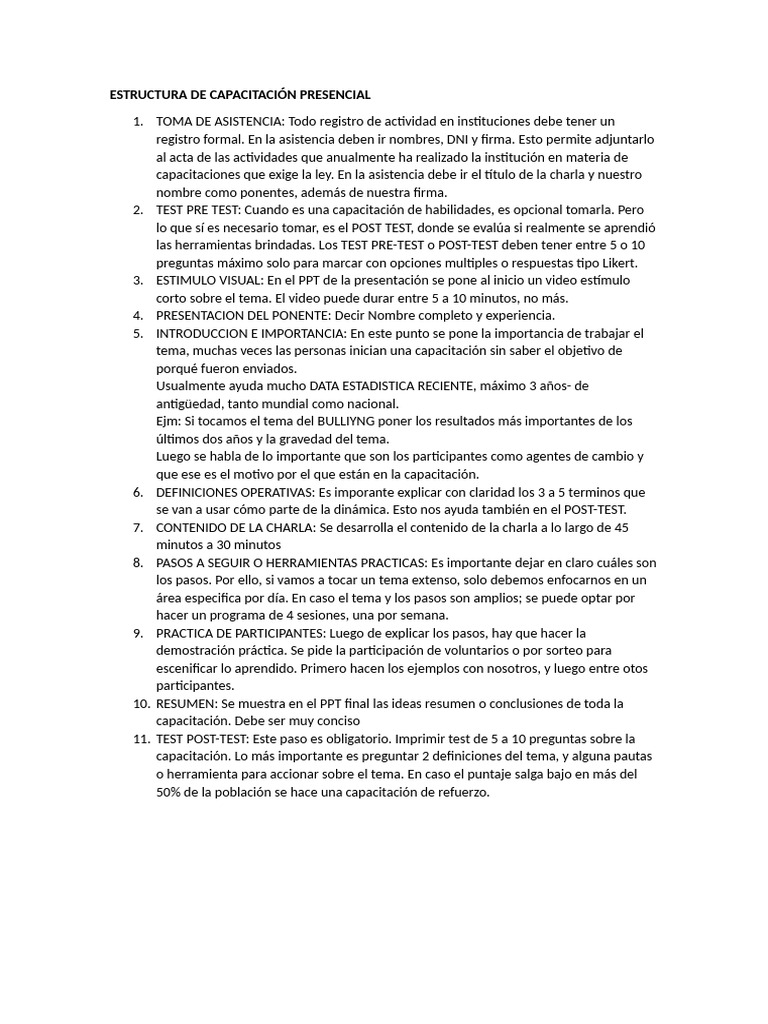 Estructura de Capacitaciones | PDF