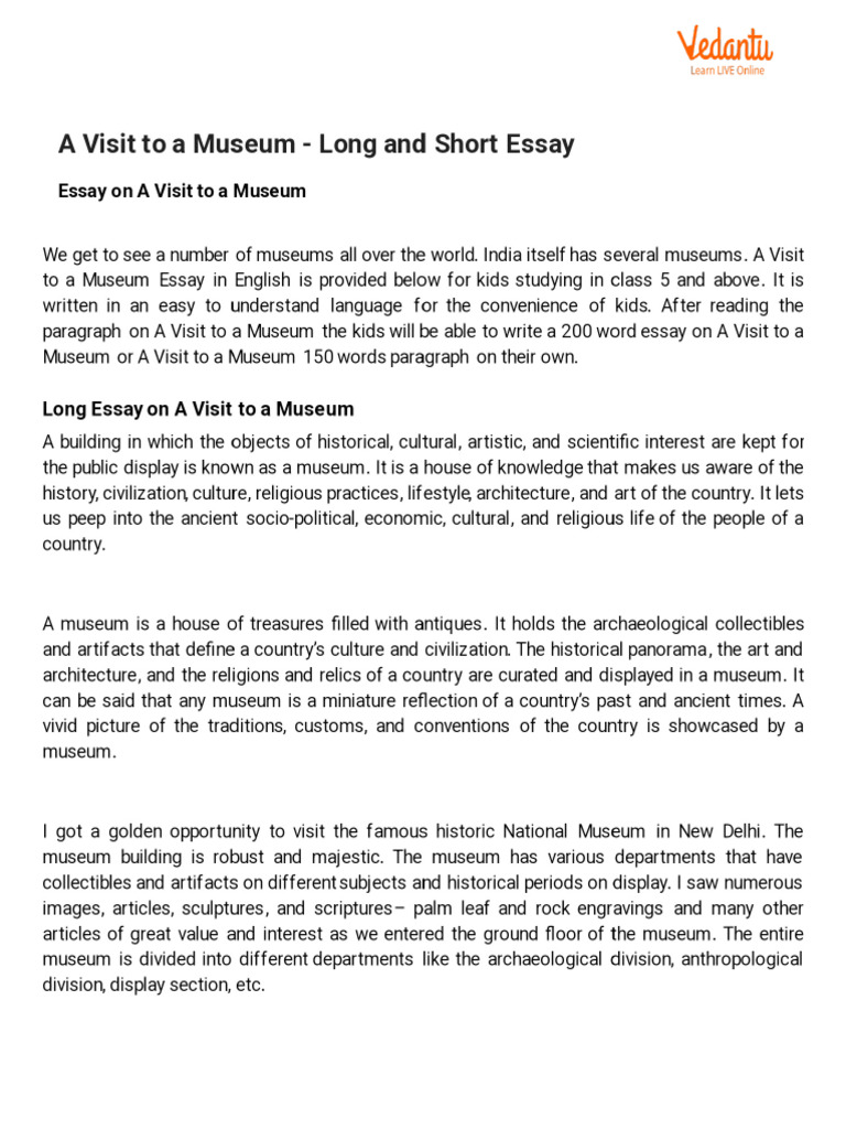 A Visit To A Museum - Long and Short Essay | PDF