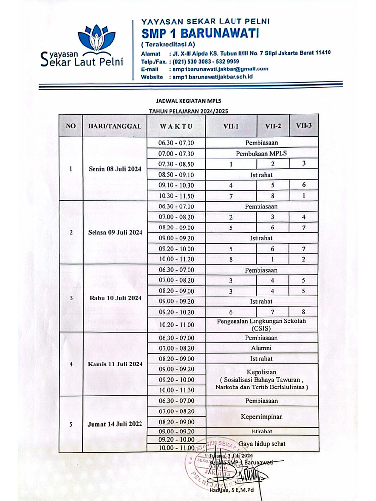 Jadwal Materi Mpls Dan Ldks | PDF
