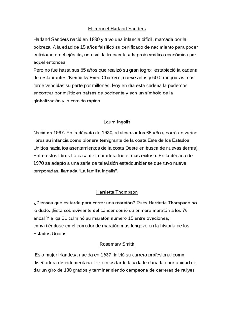 El coronel Harland Sanders | PDF