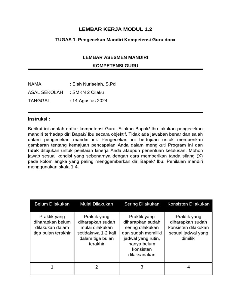 LK Modul 1.2 Level 1 - Elah | PDF