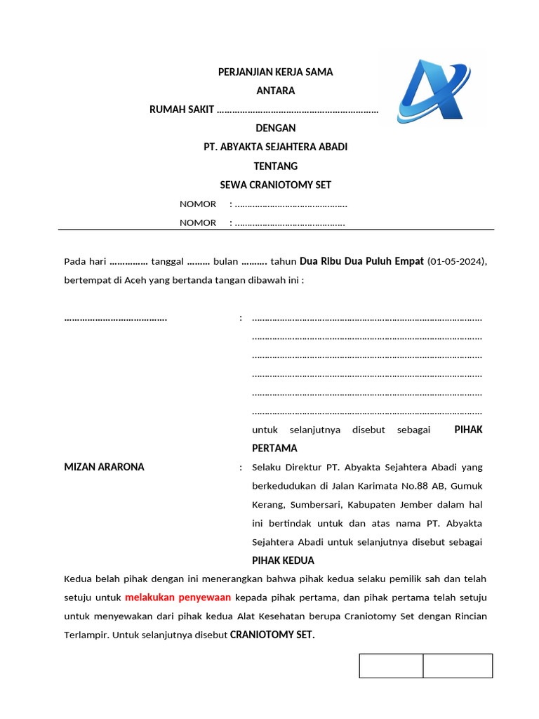 TEMPLATE MOU Craniotomy Set | PDF