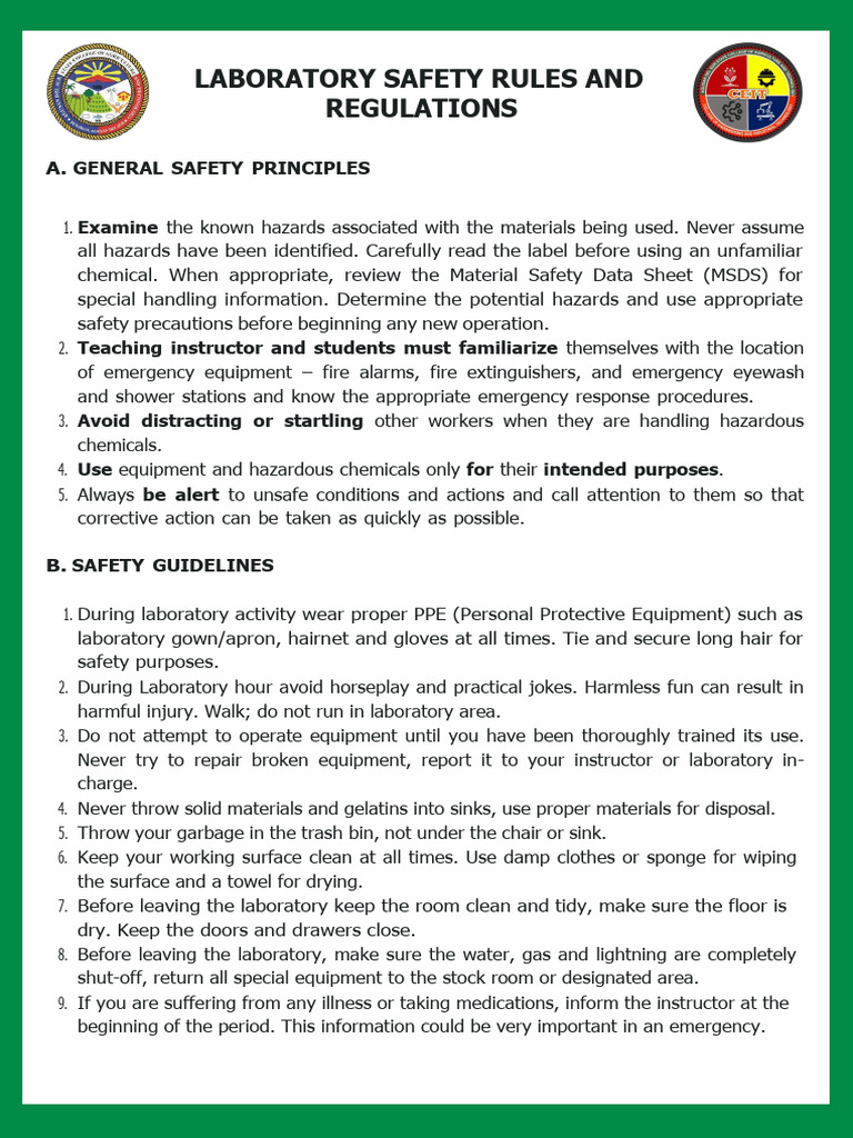 Laboratory Rules and Regulations | PDF
