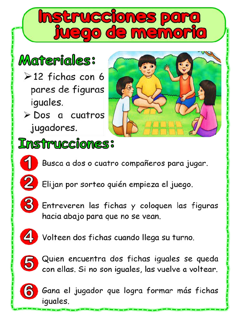 Ficha Leemos para Saber Cómo Se Juega El Juego de Memoria Maestra Janet ...
