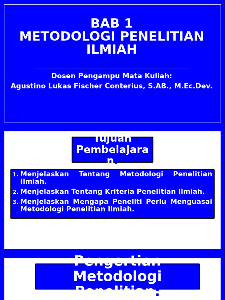 BAB 1 Metodologi Penelitian Ilmiah | PDF