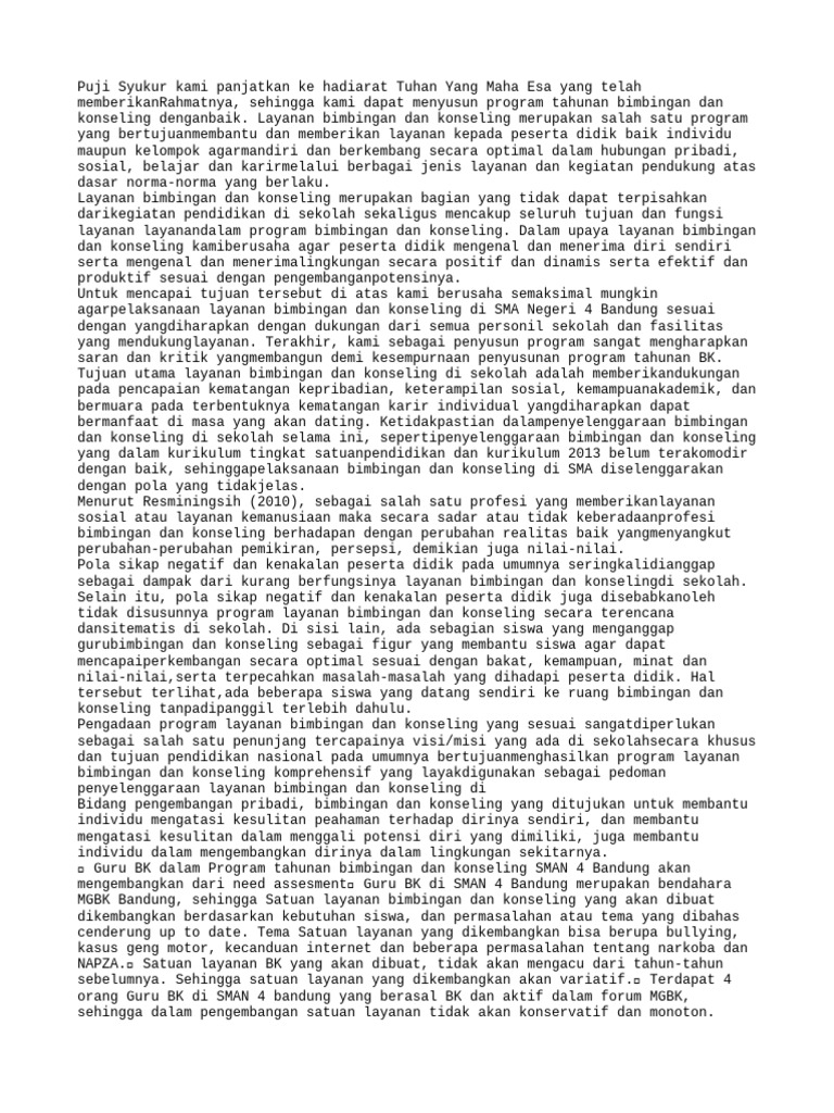 Contoh Program Tahunan Bimbingan Konseling SMP | PDF Contoh Program Tahunan Bimbingan Konseling SMP | PDF