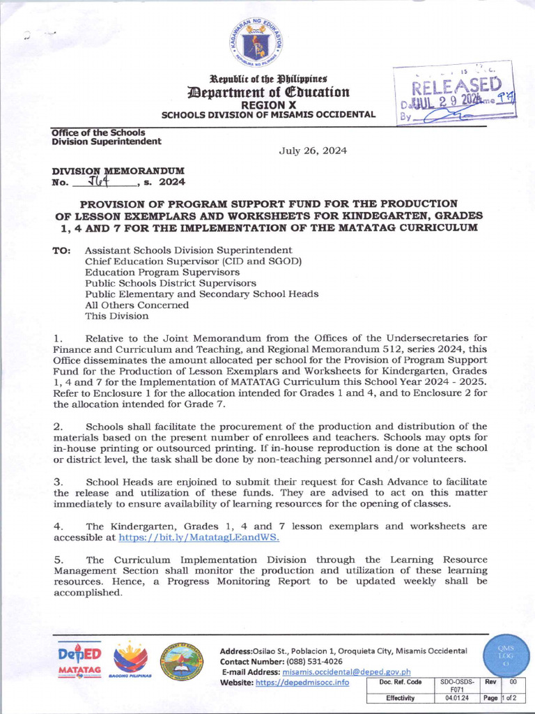 Dm. 564 S. 2024 Provision of Program Support Fund For The Production of ...