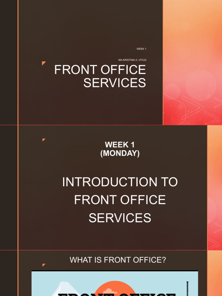 Lesson 2 - Introduction To Front Office | PDF
