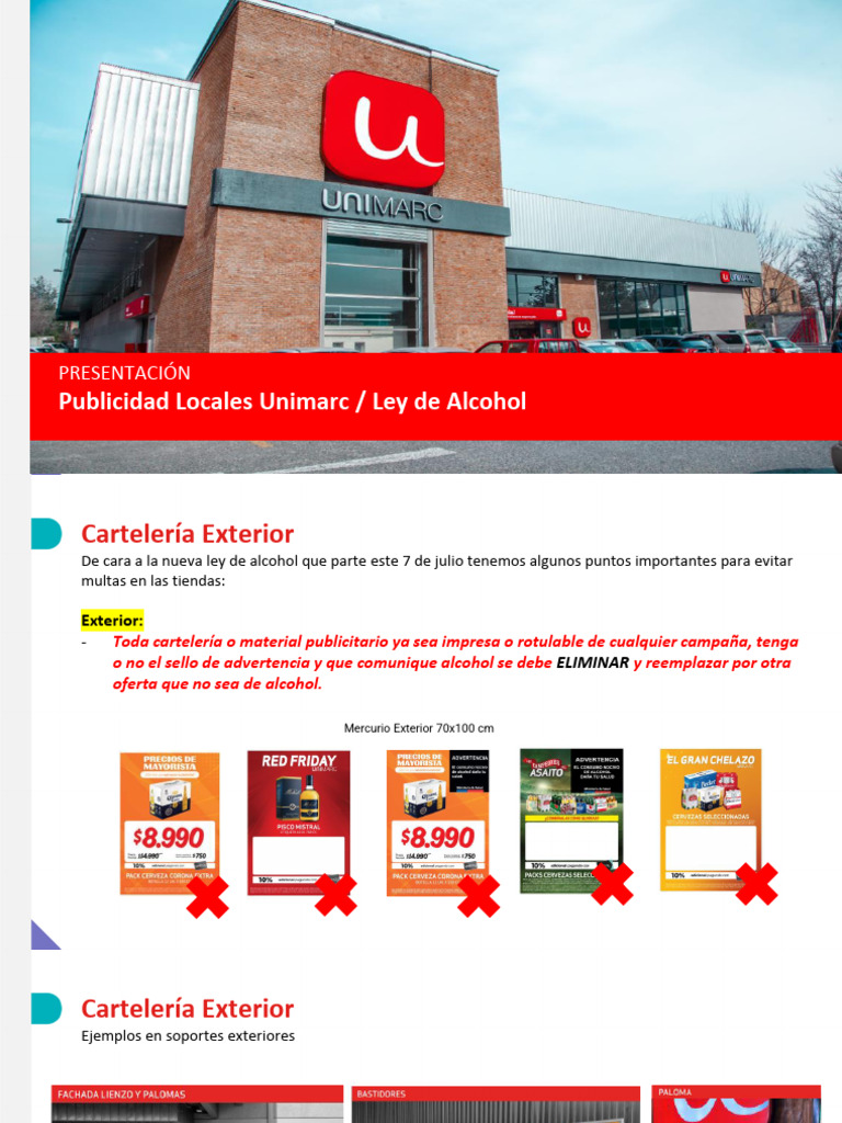 Publicidad Ley de Alcohol Tiendas Unimarc | PDF