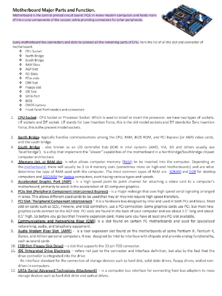 Motherboard Notes | PDF