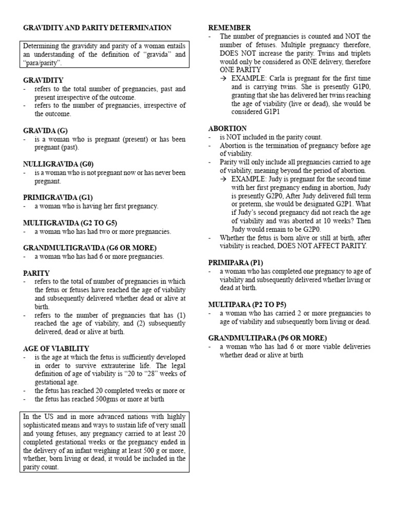 Gravidity and Parity Determination | PDF