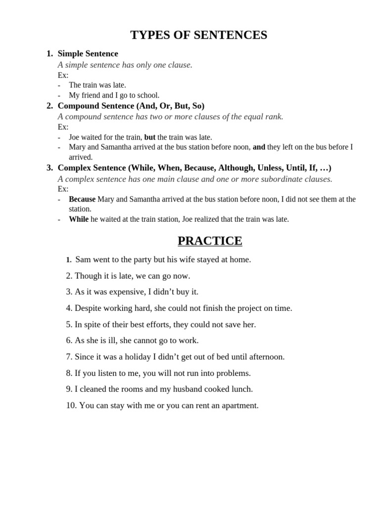 Week 3 - TYPES OF SENTENCES | PDF