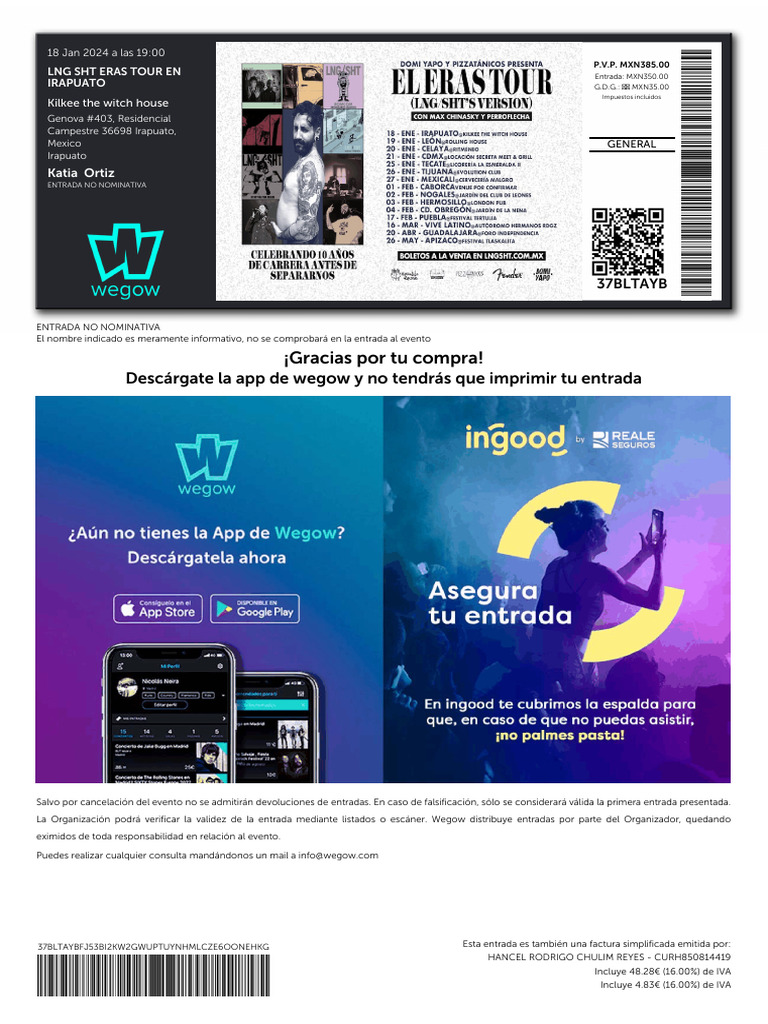 Tickets LNG SHT Eras Tour en Irapuato | PDF